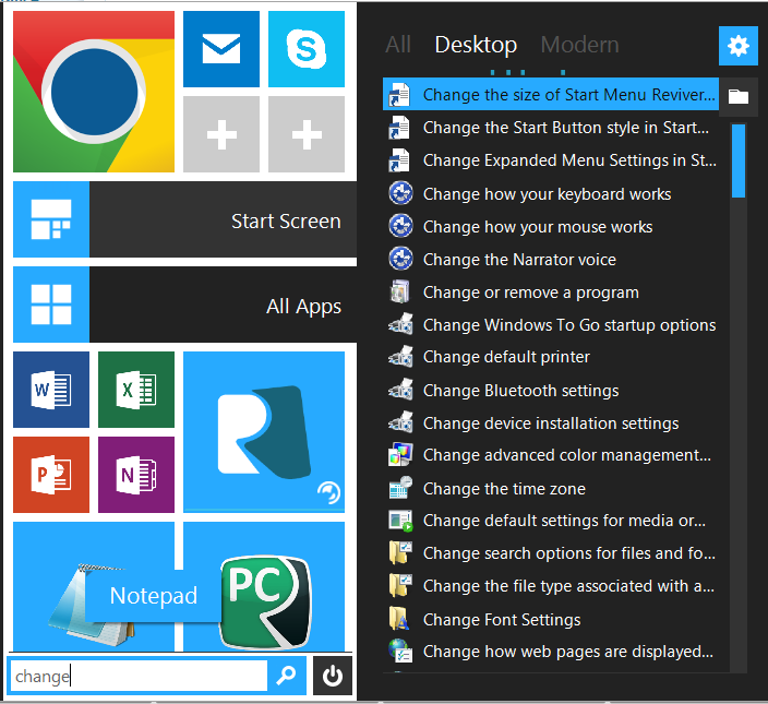 How to use Start Menu Reviver search