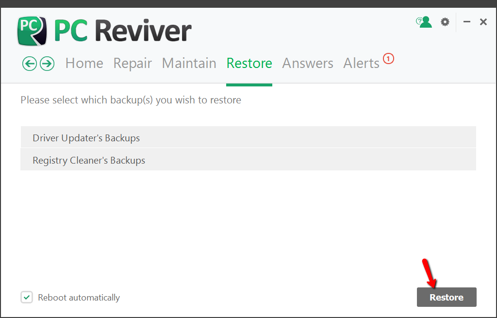 Hvordan kan jeg angre eller gjenopprette reparasjoner utført av PC Reviver?