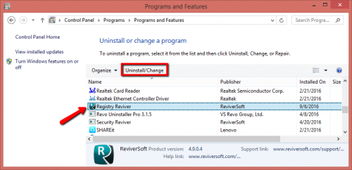How do I uninstall or remove Registry Reviver?