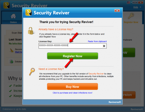 How do I activate or register Security Reviver?