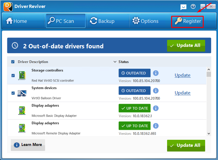 How do I register Driver Reviver, to download and install the driver ...